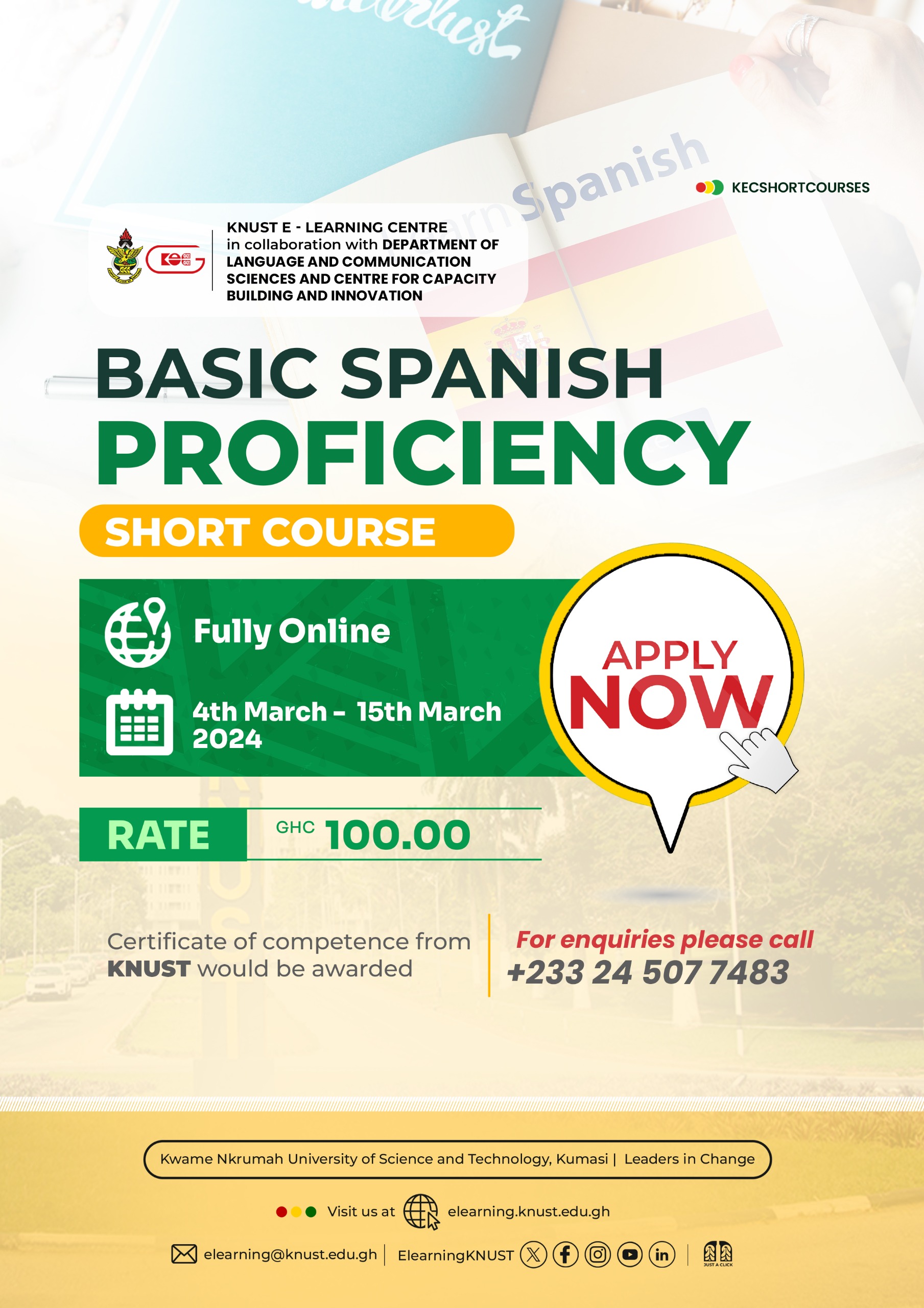 Basic spanish Proficiency short Course | Elearning, KNUST